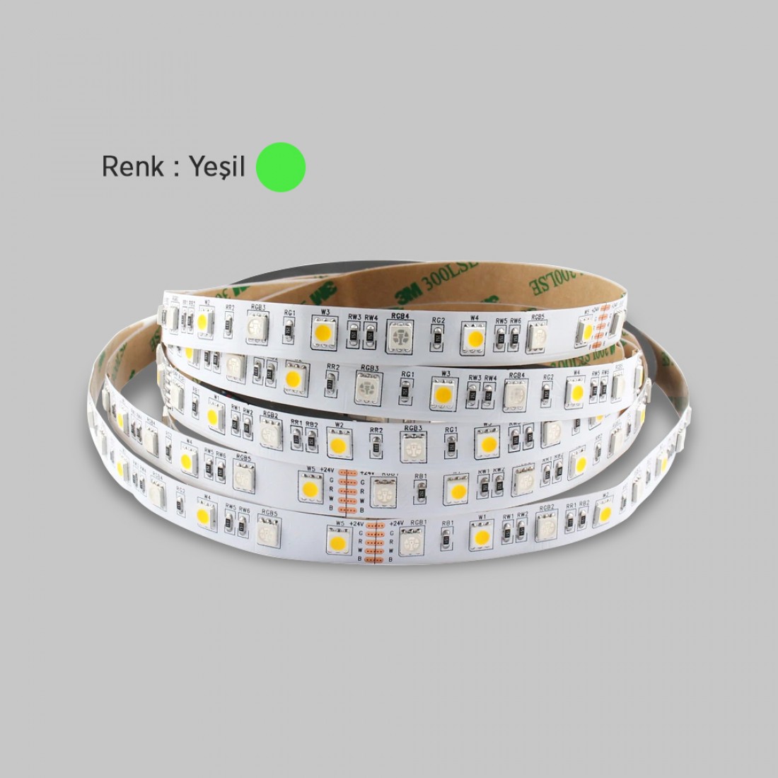 ŞERİT LED 3 ÇİPLİ YEŞİL 60 LED/Mt İÇ MEKAN 10MTLİ